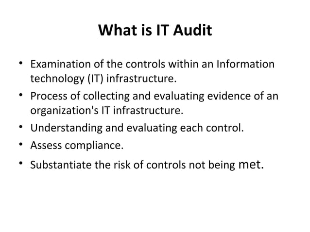 Audit of it infrastructure | PPT