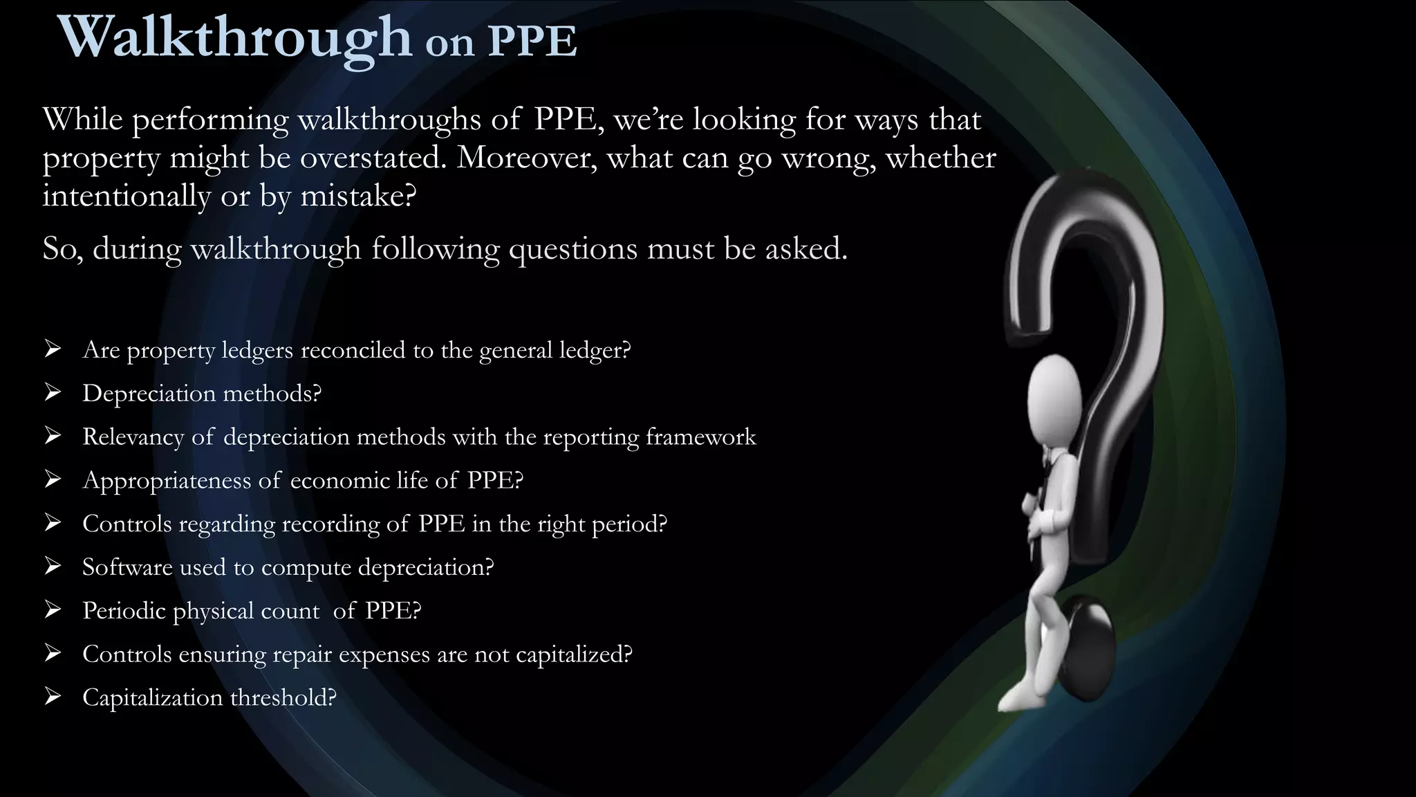 Audit of property plant & equipment (PPE) and cash & cash equivalents ...