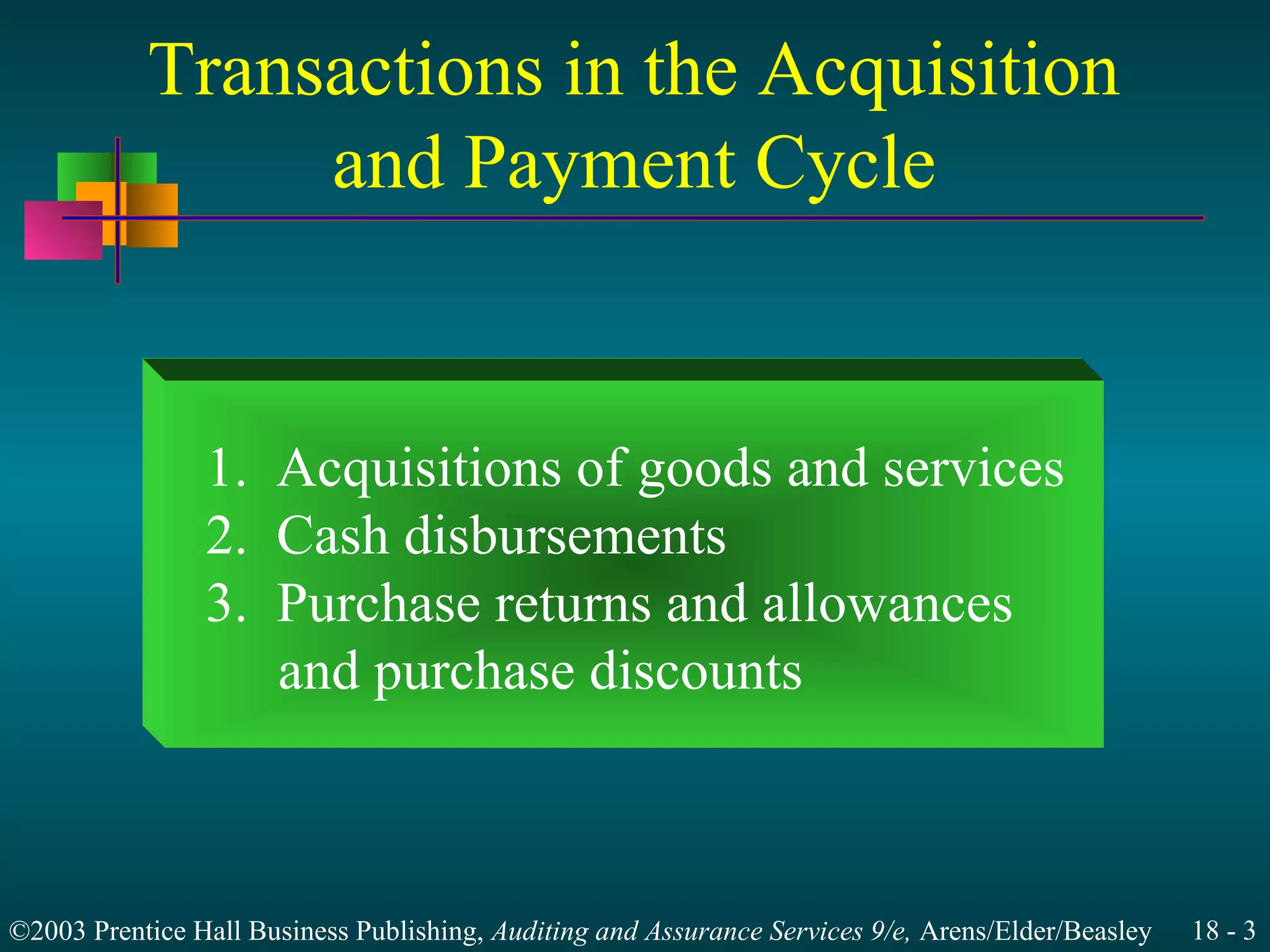 Audit of the acquisition and payment cycle | PPT