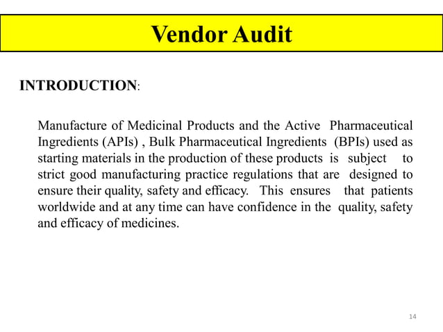 Audit of vendors and Production department | PDF | Pharmaceutical ...