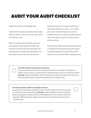 Audit of Your Franchise Audit Checklist | PDF