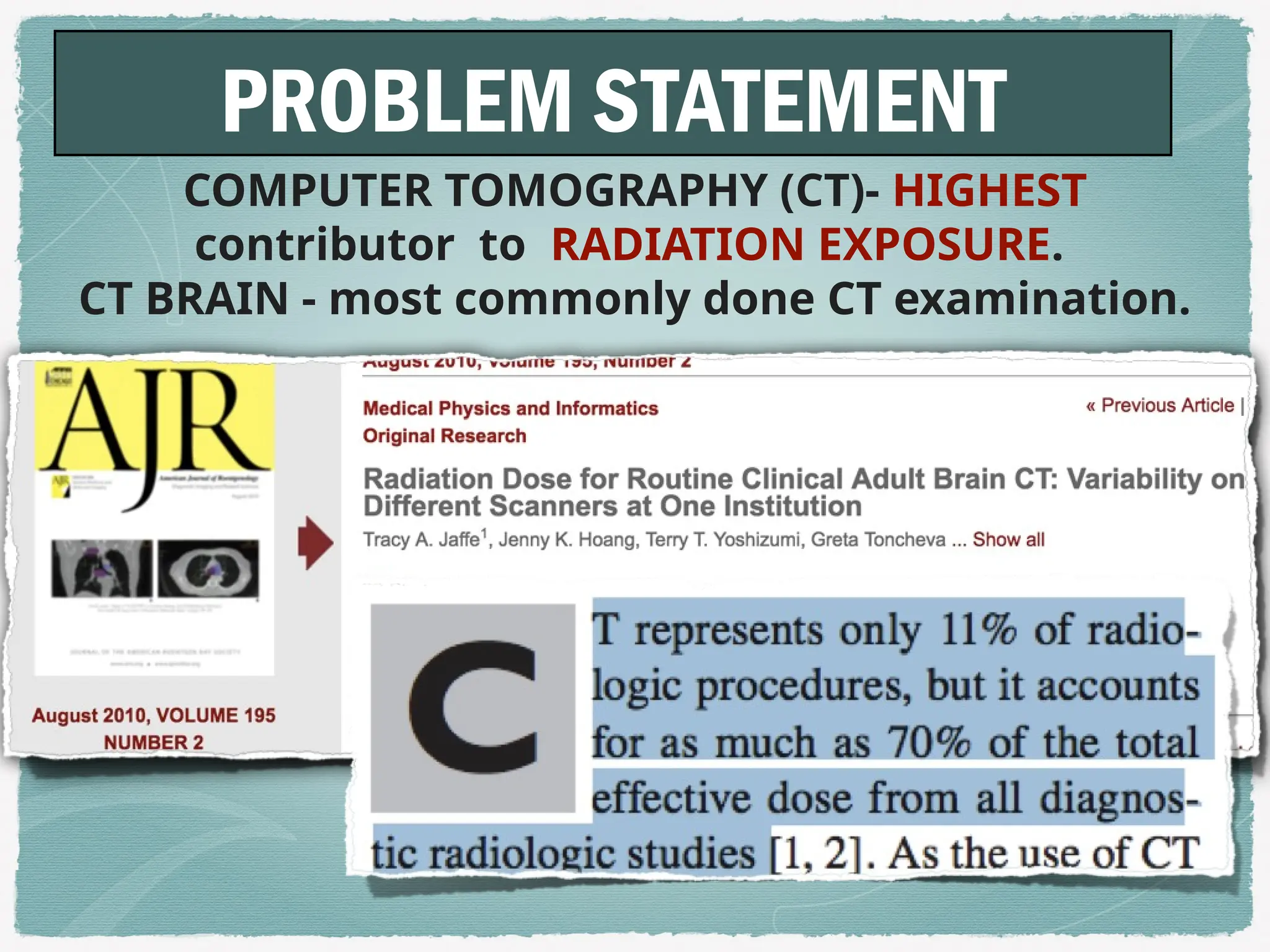 AUDIT ON RADIATION DOSE OF ADULT CT BRAIN IN RADIOLOGY DEPARTMENT ...