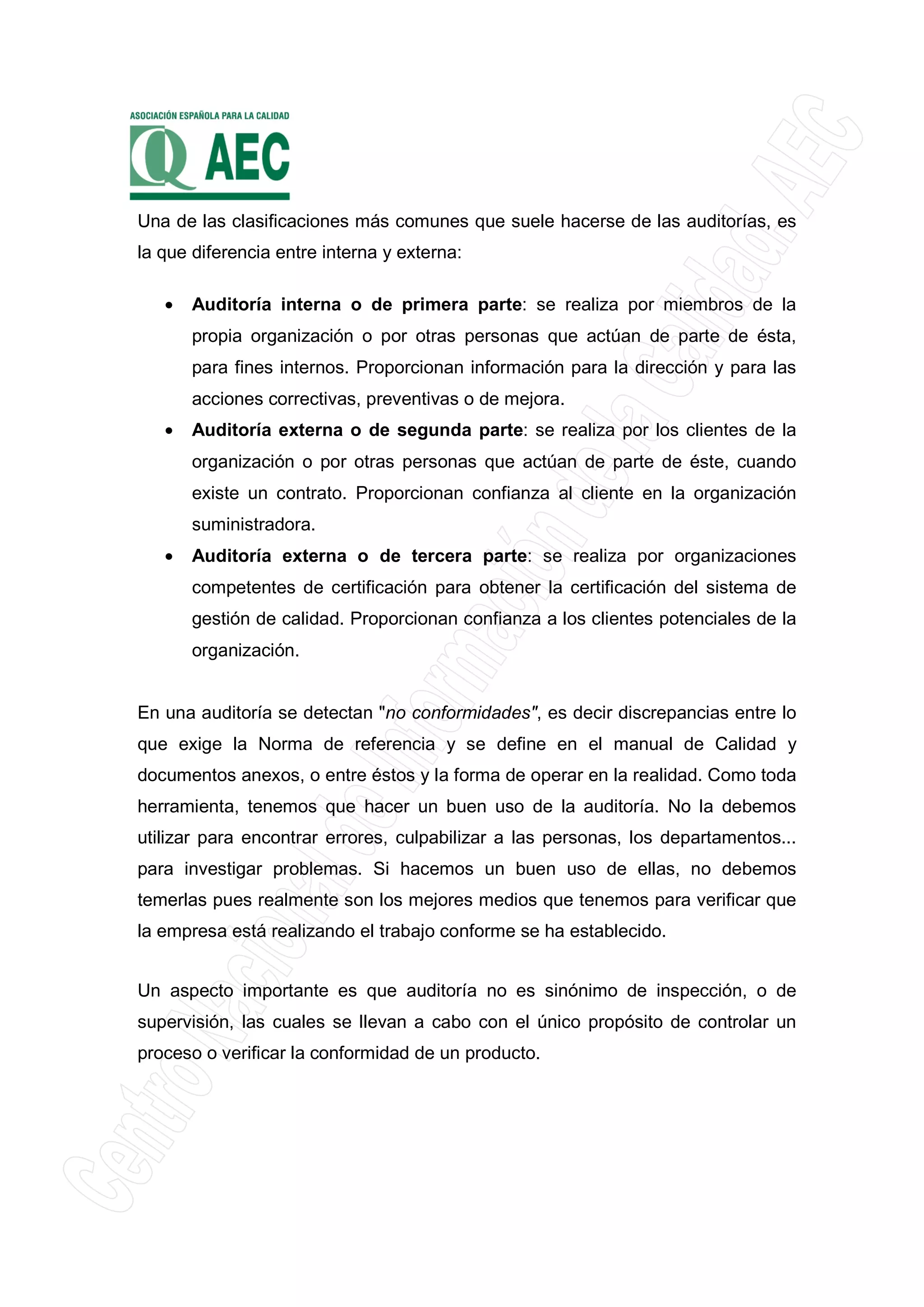 Auditorías de calidad aec | PDF