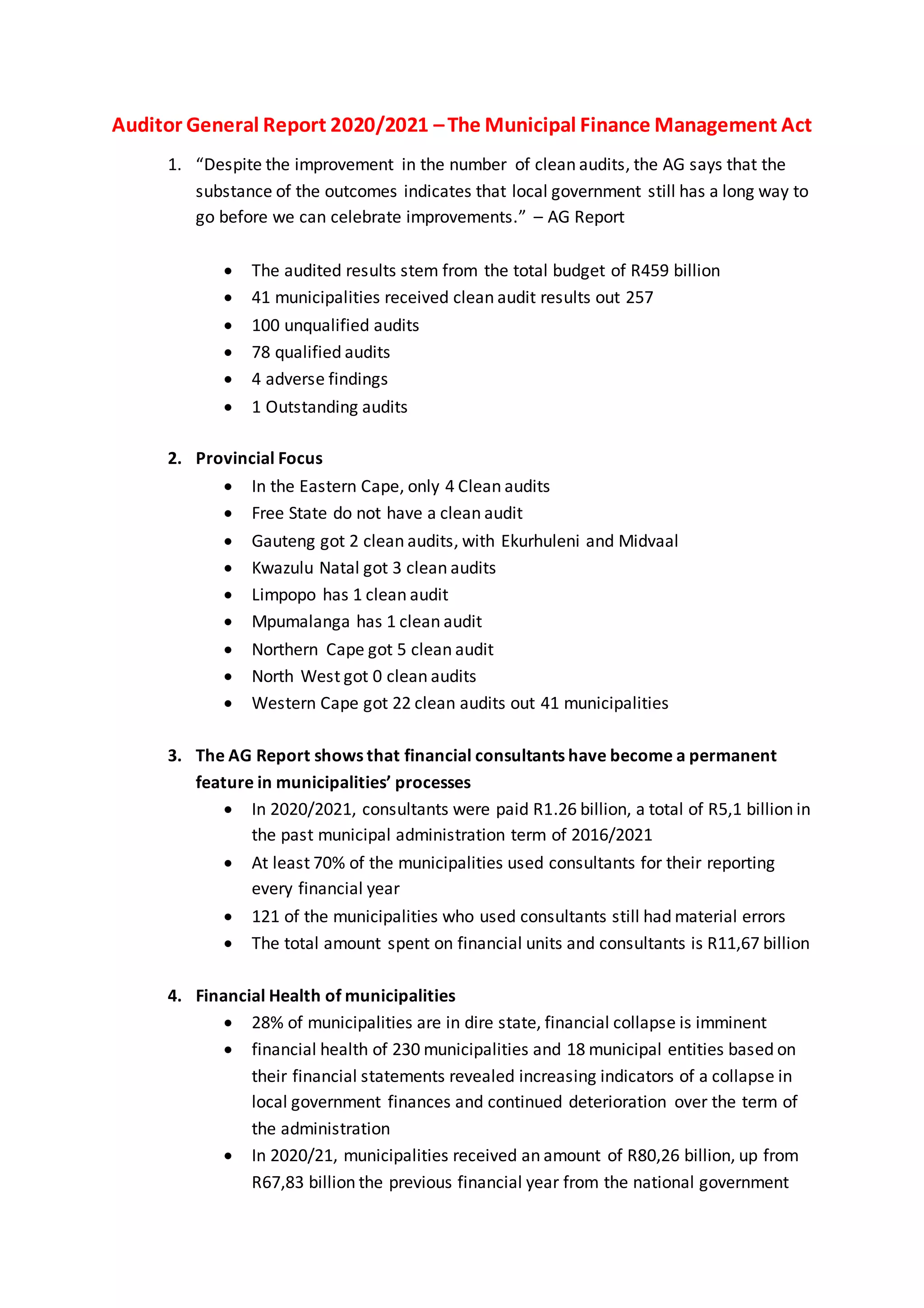 Auditor General Report.docx | Business Accounting & Finance | Business