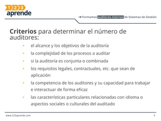 Auditor interno. Selección del equipo de auditores | PDF