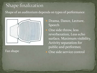 Auditorium design architectural regulations and thumb rule proportions.pptx
