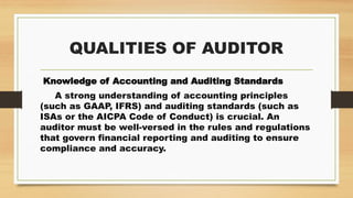 AUDITOR QUALITIES-Analytical skill,Critical thinking | PPTX