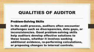 AUDITOR QUALITIES-Analytical skill,Critical thinking | PPTX