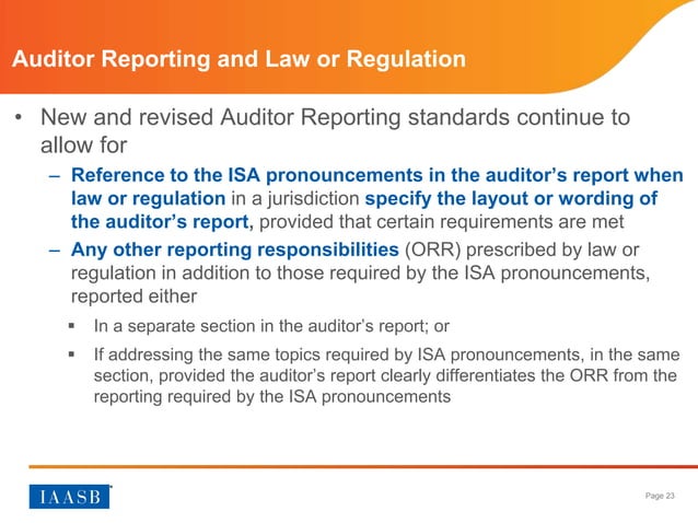 Slide Presentation in Support of the IAASB’s New and Revised Auditor ...