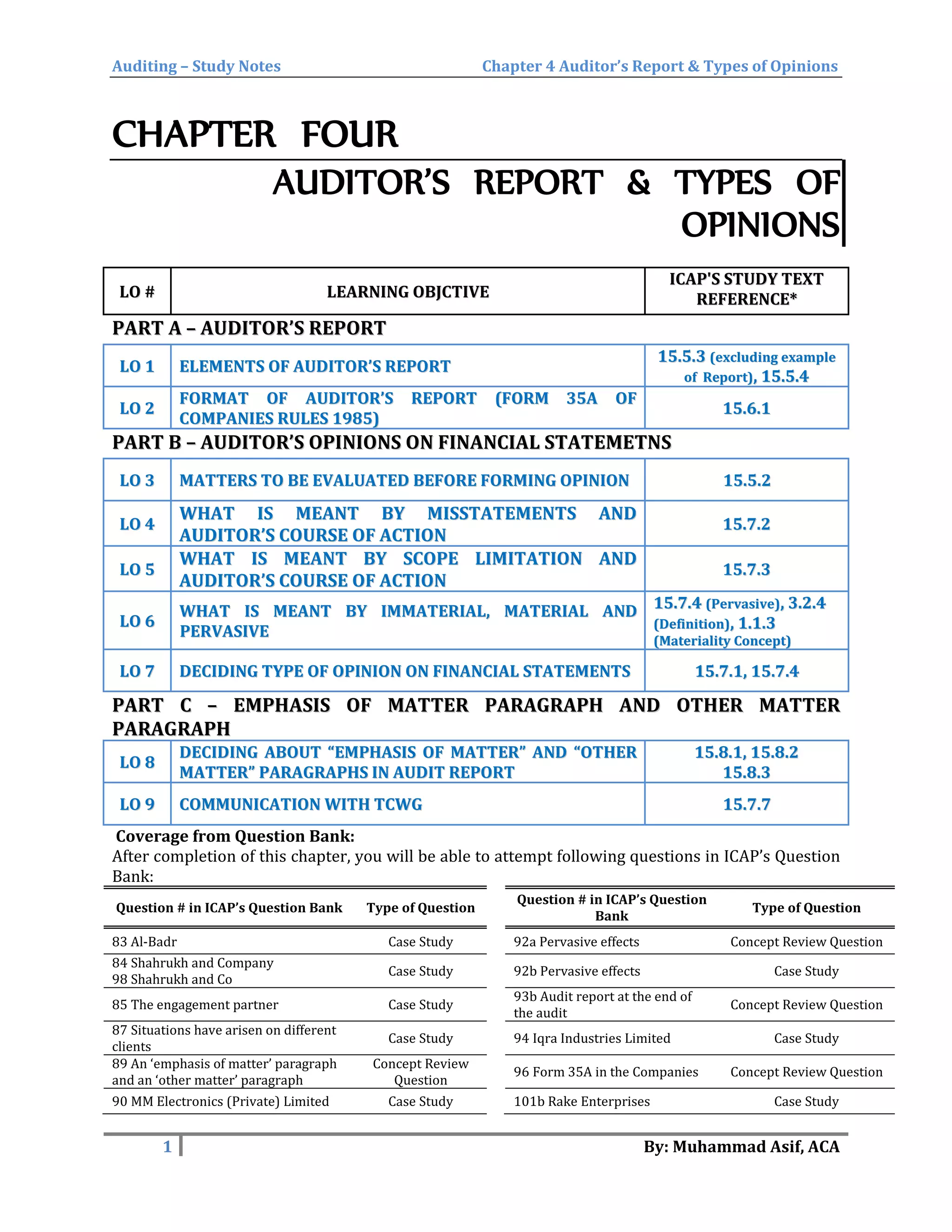 AUDITOR'S REPORT AND TYPES OF OPINIONS | PDF