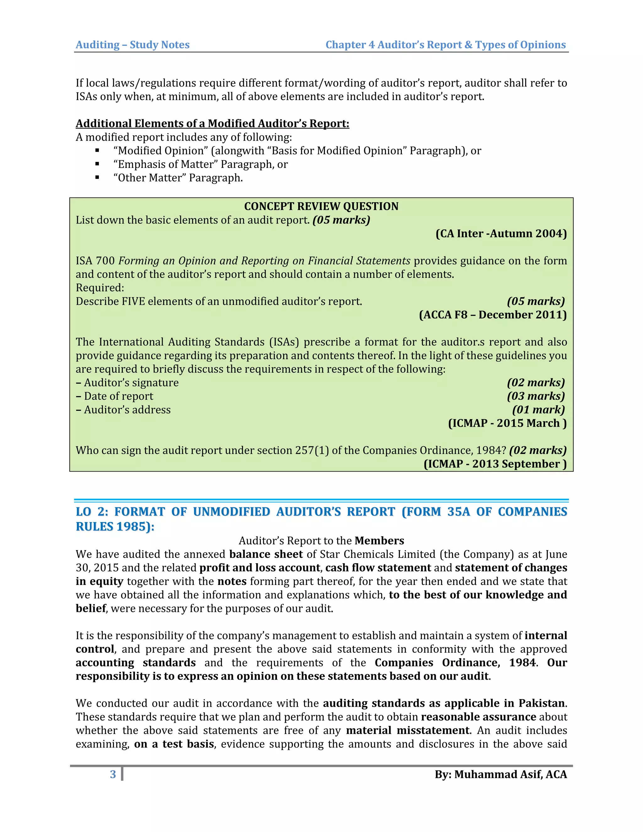 AUDITOR'S REPORT AND TYPES OF OPINIONS | PDF | Business Accounting ...