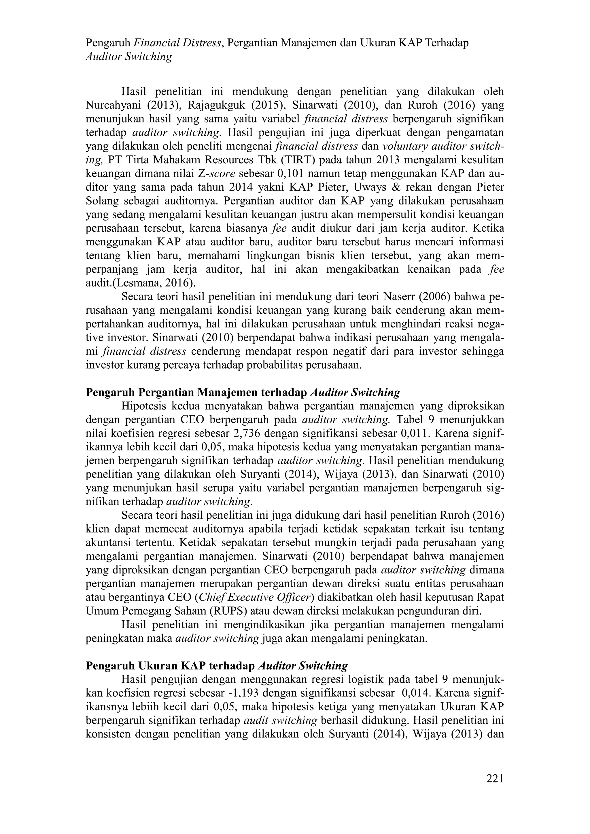 Faktor - faktor yang mempengaruhi Auditor switching | PDF