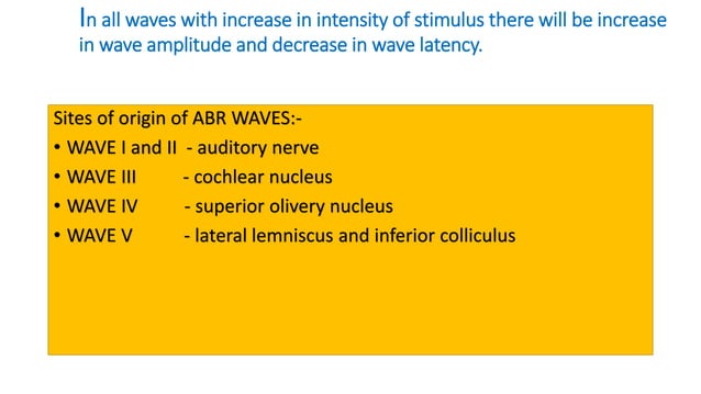 Auditory brainstem response | PPTX | Ear, Nose and Throat Conditions ...