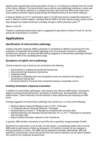 Auditory brainstem response audiometry overview, physiology, applications | PDF