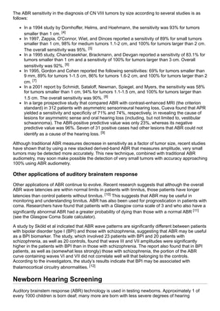Auditory brainstem response audiometry overview, physiology, applications | PDF