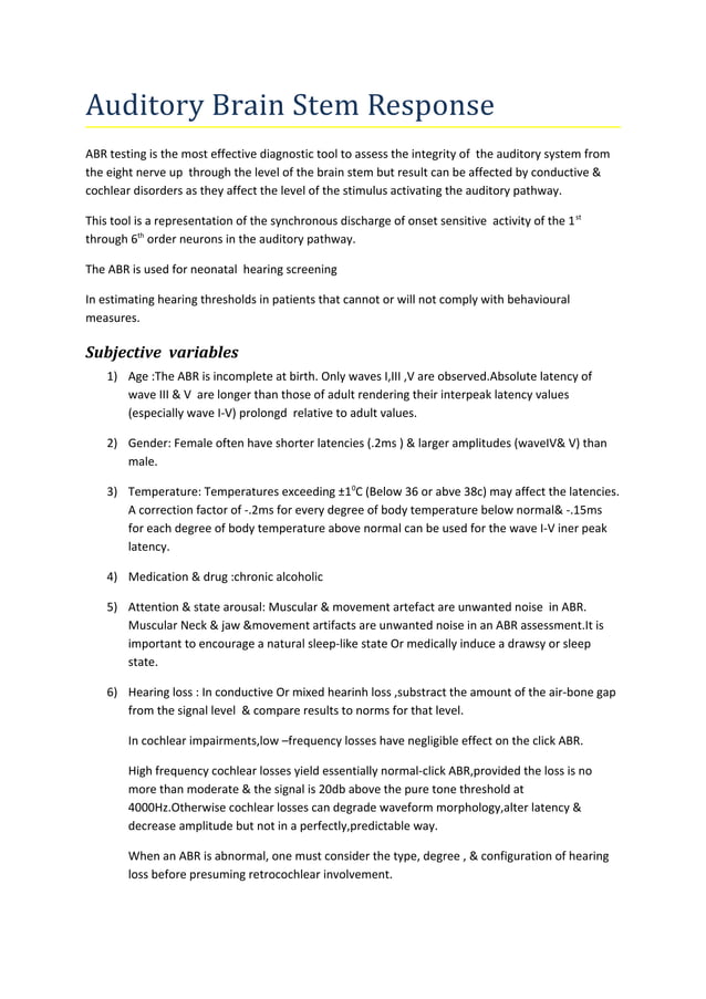 Auditory brain stem response(k.j.lee) | DOC