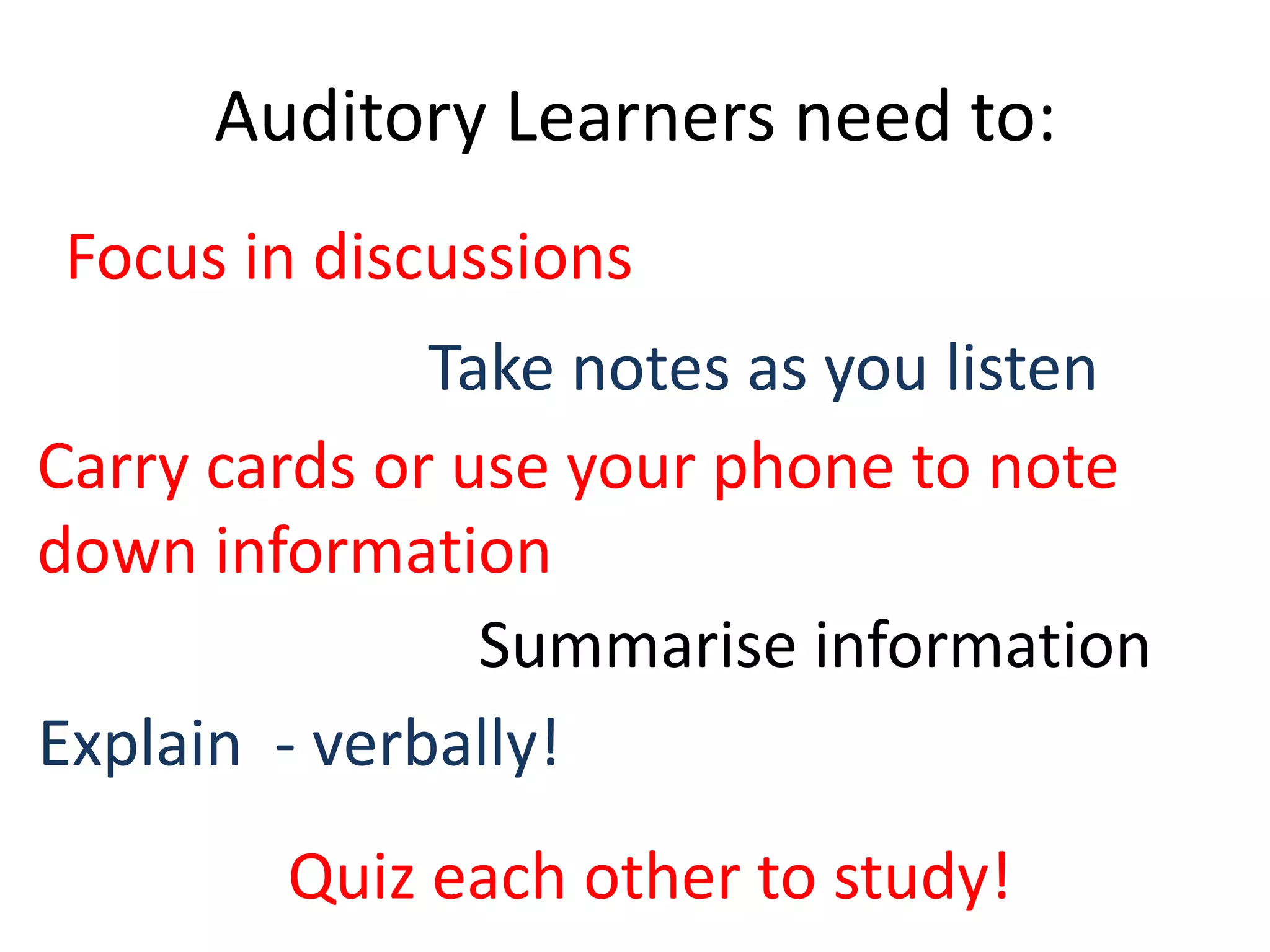Auditory learners | PPTX