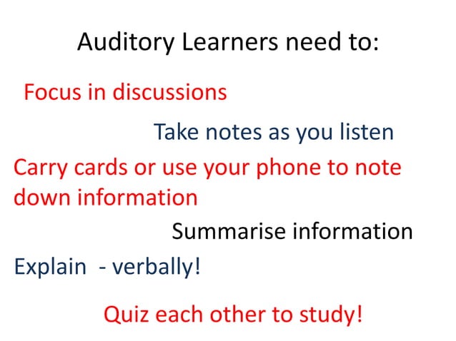 Auditory learners | PPT