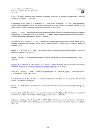 Auditory measures of attention & working memory in children with learning disability & typically ...