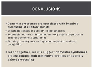 Auditory Object Recognition: Evidence from Aphasia | PPTX