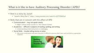 Auditory processing disorder apd | PPTX