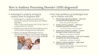 Auditory processing disorder apd | PPTX