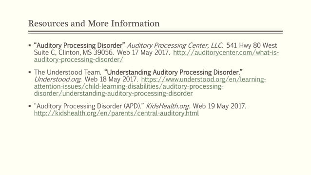 Auditory processing disorder apd | PPT
