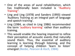 Auditory TrainingAuditory TrainingAuditory TrainingAuditory ...