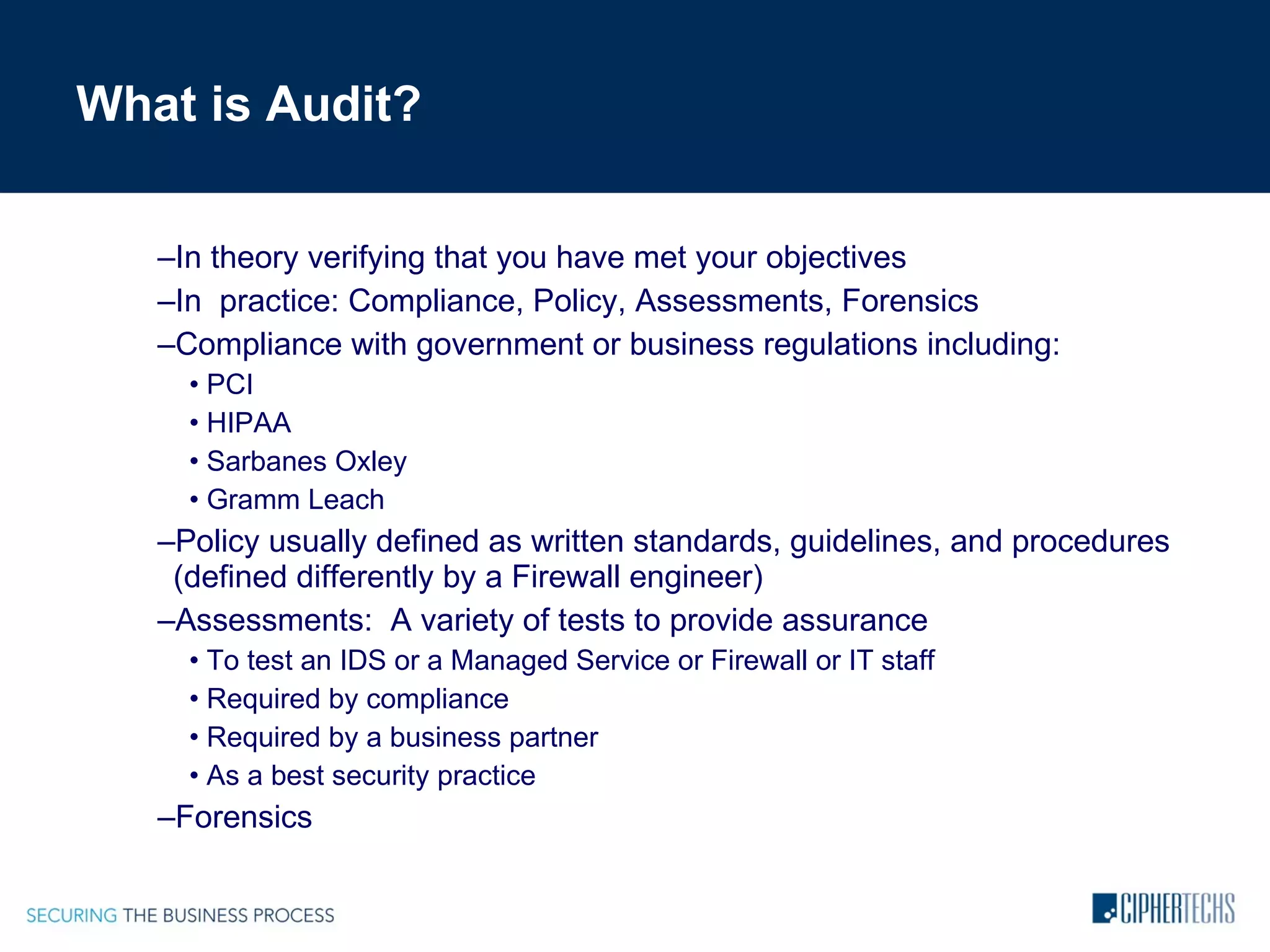 Audit Practice at CipherTechs | PPT