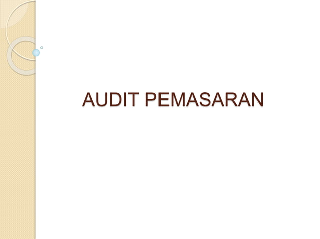 Audit pemasaran (bab 6), Audit Kinerja Manajemen | PPT