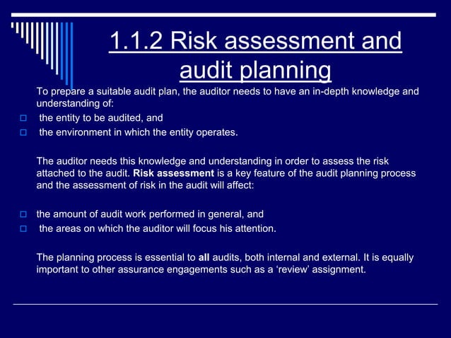 audit planning and risk assessment new slides.ppt | Business Accounting ...