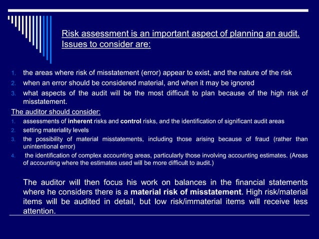 audit planning and risk assessment new slides.ppt | Business Accounting ...