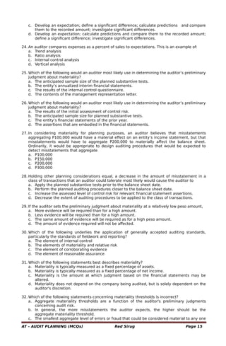 audit planning (auditing theory - red sirug) | PDF