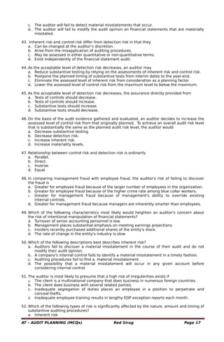 audit planning (auditing theory - red sirug) | PDF