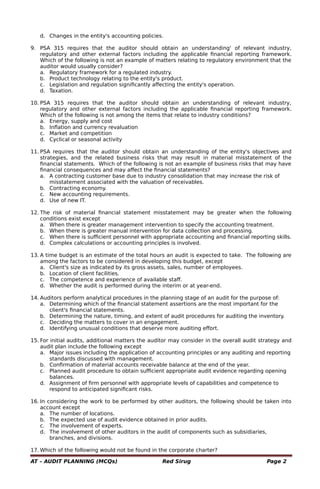 audit planning (auditing theory - red sirug) | PDF