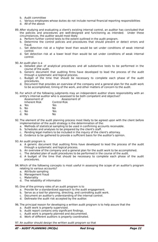 audit planning (auditing theory - red sirug) | PDF