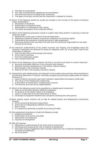 audit planning (auditing theory - red sirug) | PDF