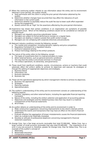 audit planning (auditing theory - red sirug) | PDF