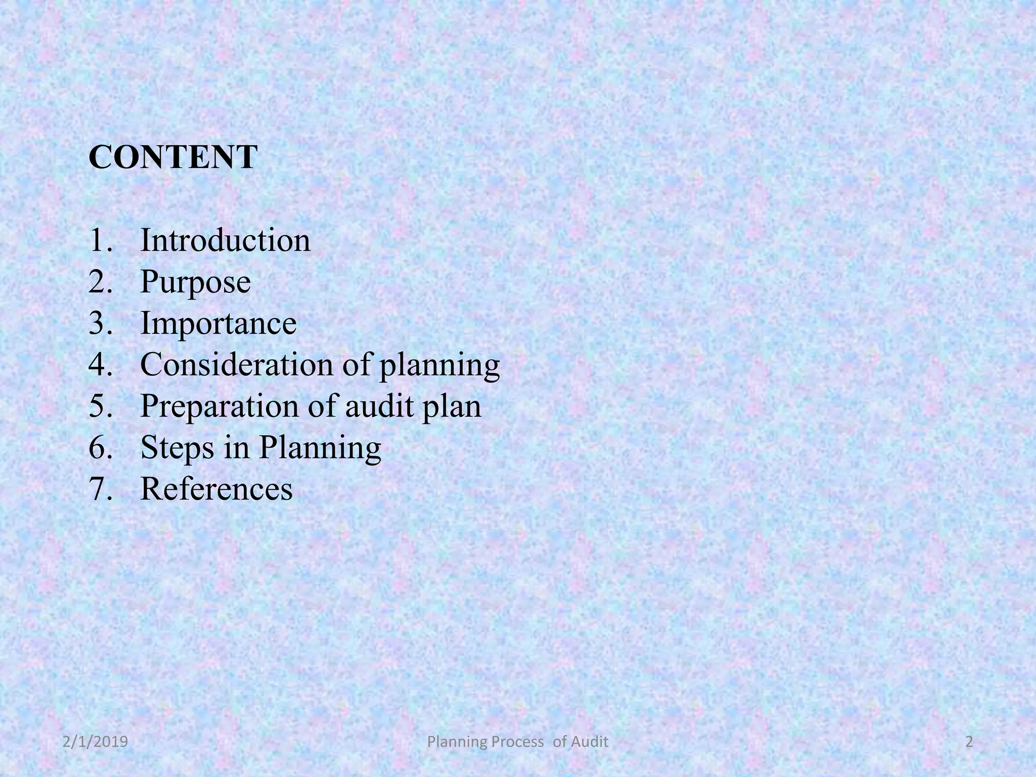planning process in audit ppt | PPTX