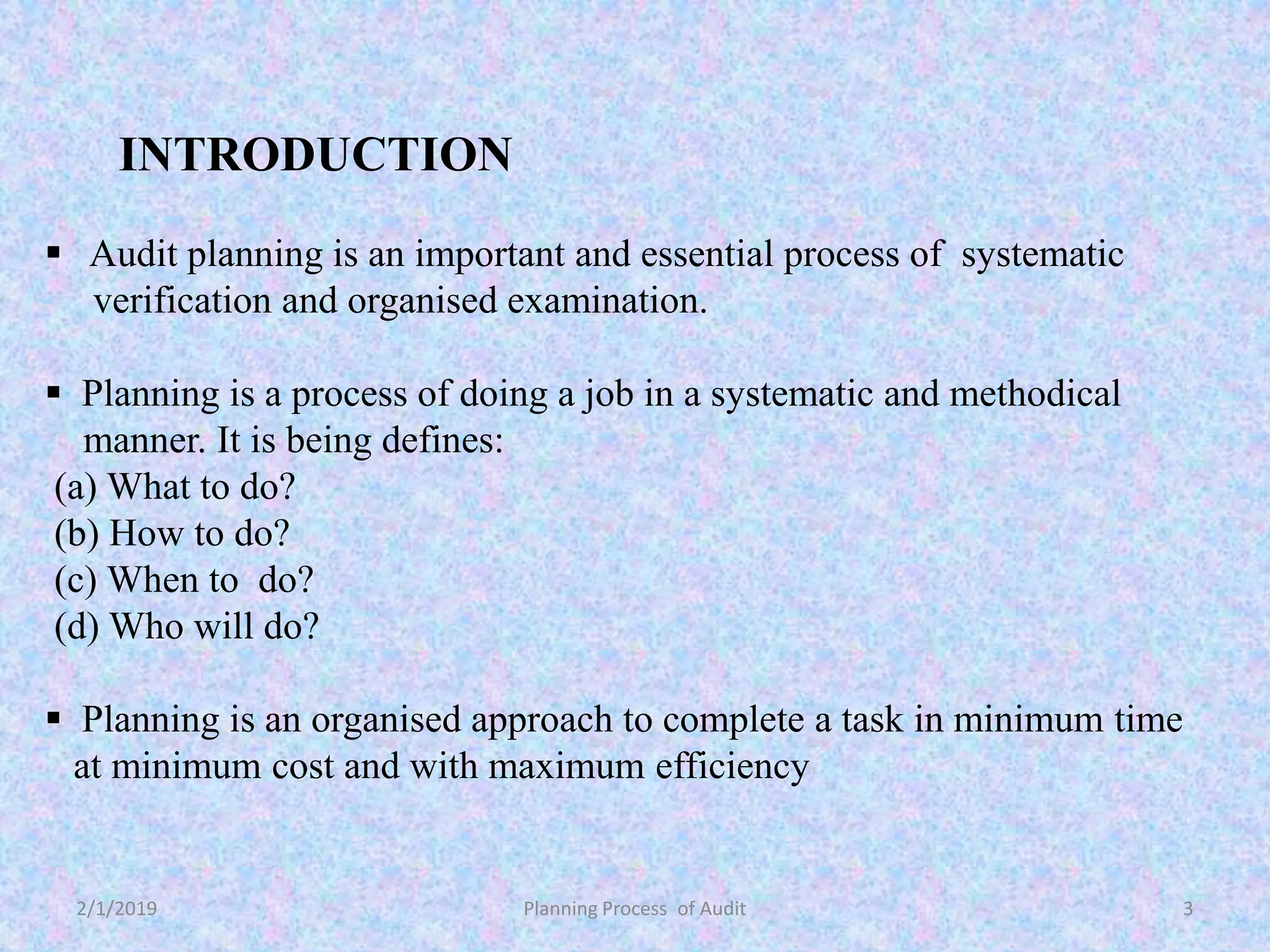 planning process in audit ppt | PPTX