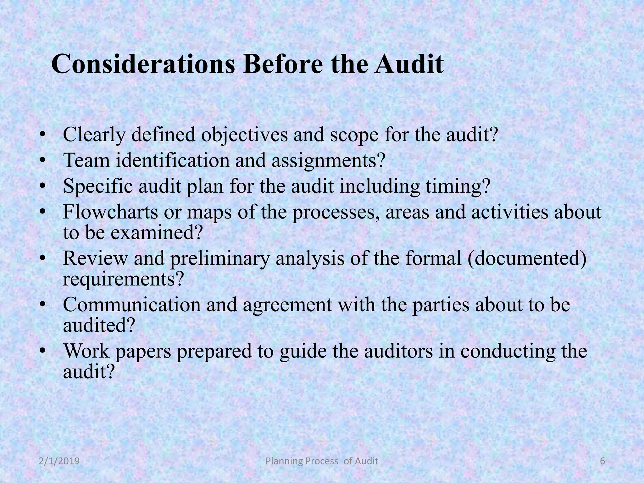 planning process in audit ppt | PPTX