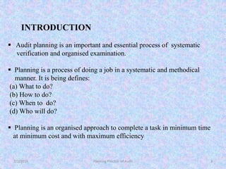 planning process in audit ppt | PPTX