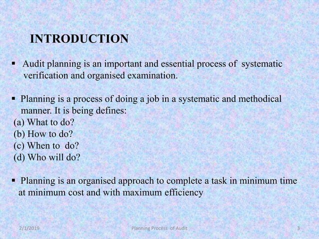 planning process in audit ppt | PPTX | Financial Planning | Personal Finance