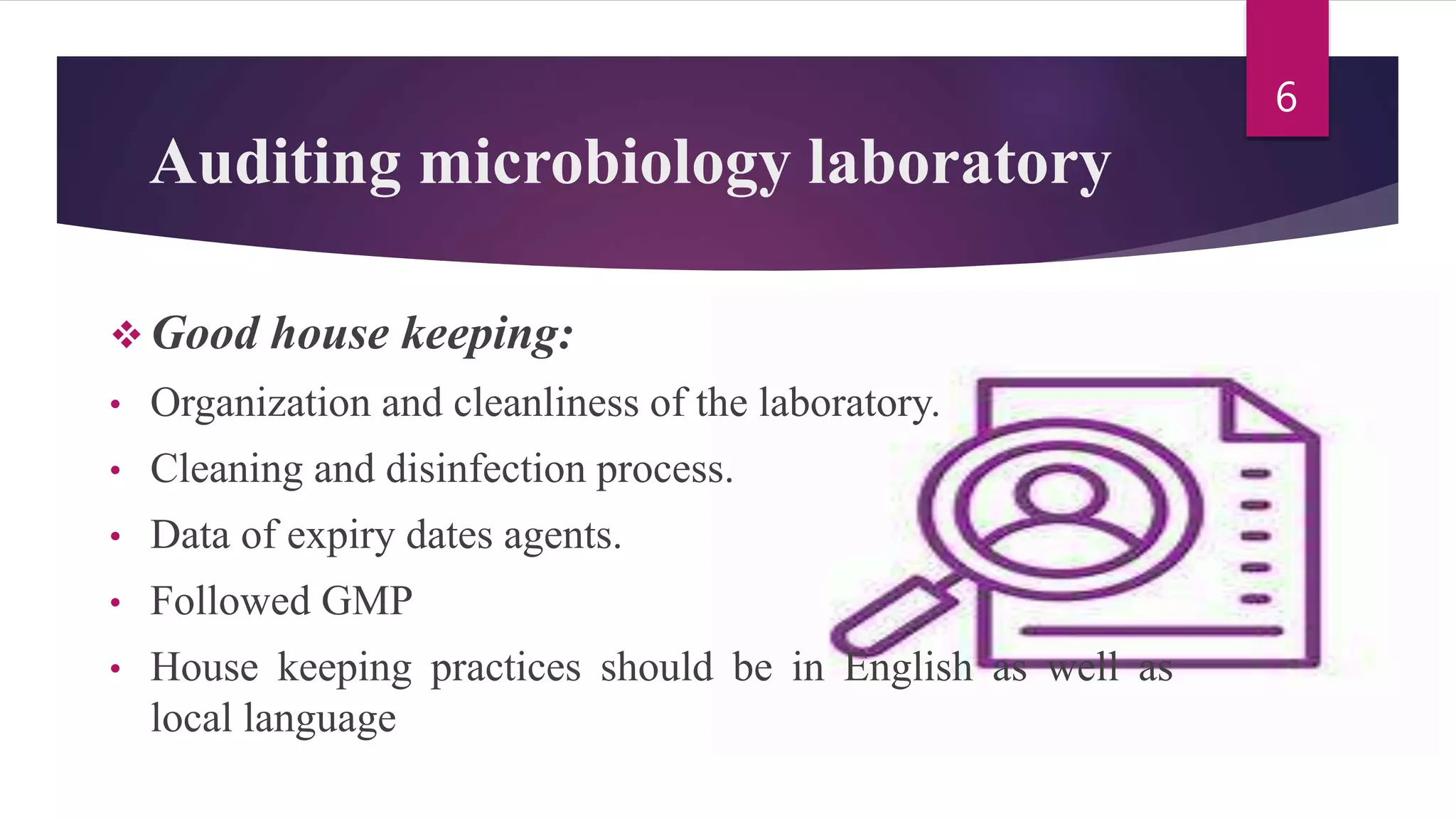 Auditing of microbiology laboratory | PPTX