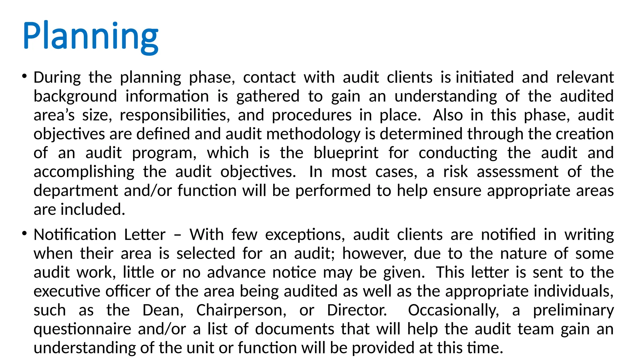 Audit Process presentation for Bachelors | PPTX