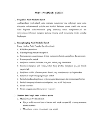 Audit produksi bersih | DOCX