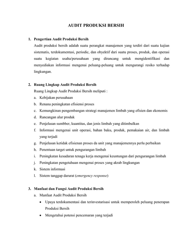 Audit produksi bersih | DOCX