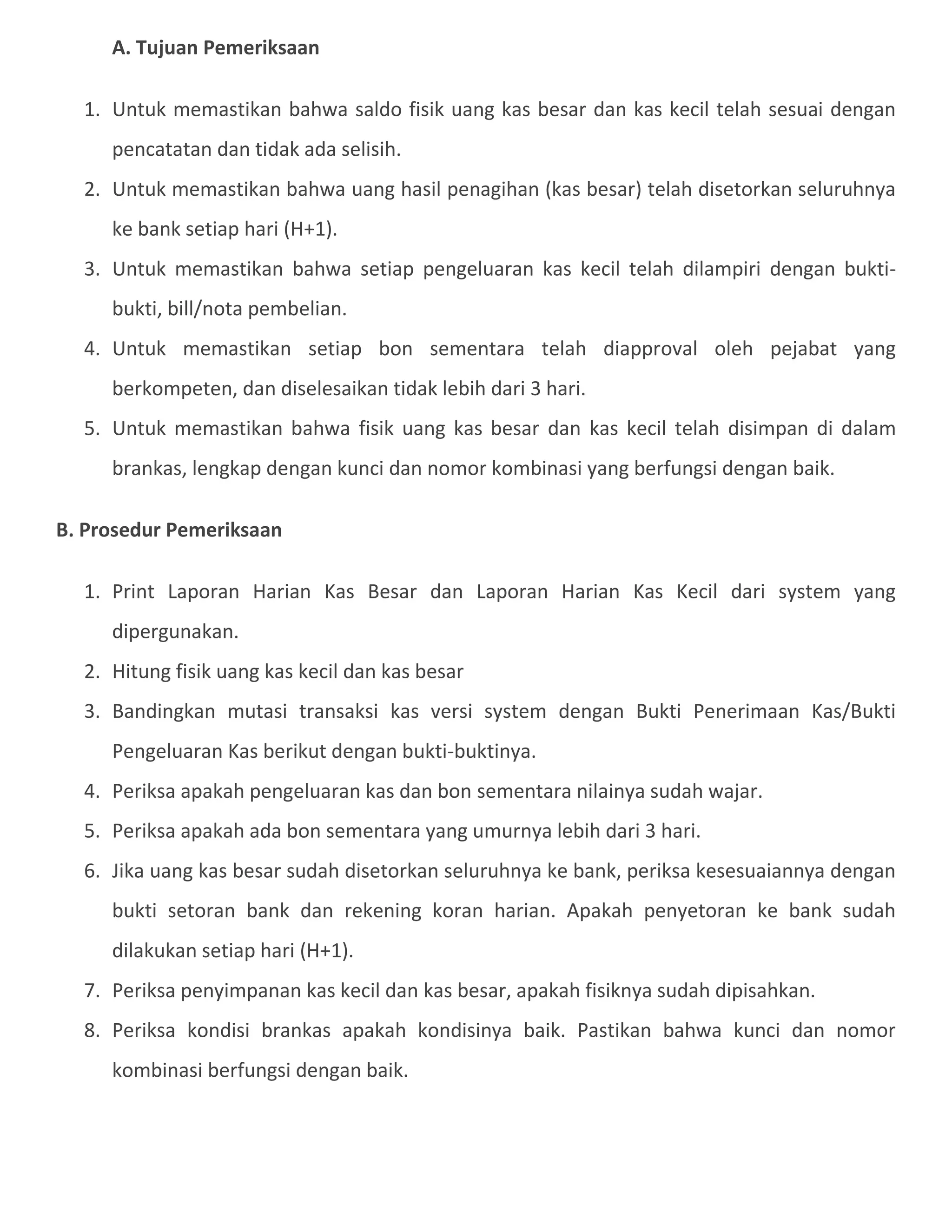 Audit Program Cash Opname | PDF