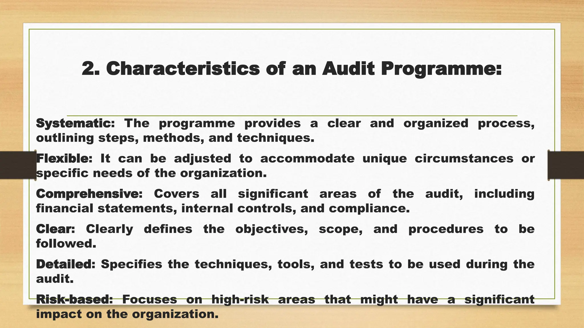 AUDIT PROGRAMME,OBJECTIVES,CHARACTERISTICS, CONTENTS | PPTX