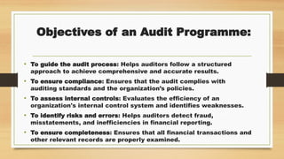AUDIT PROGRAMME,OBJECTIVES,CHARACTERISTICS, CONTENTS | PPTX
